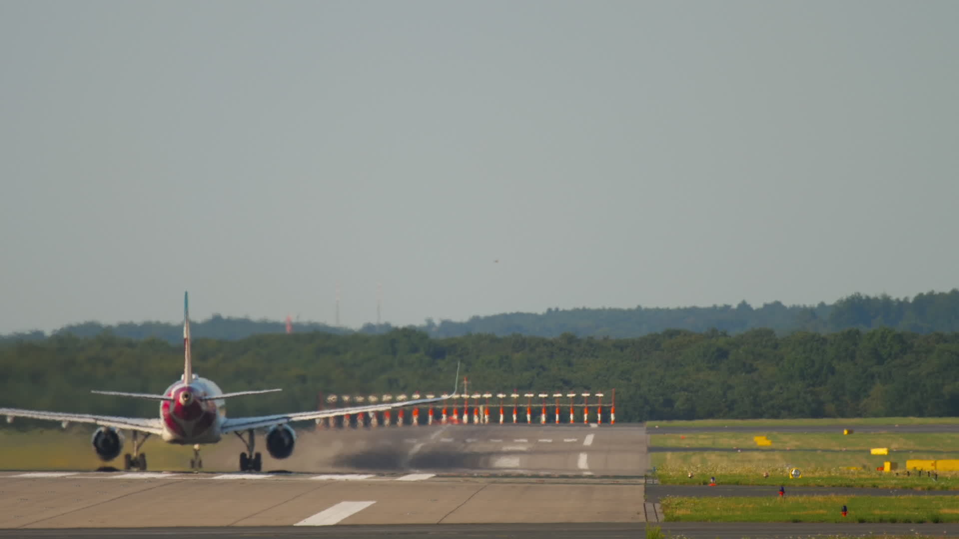 Jet plane accelerates and takes off. Unrecognizable passenger plane ... Jet plane accelerates and takes off. Unrecognizable passenger plane ...