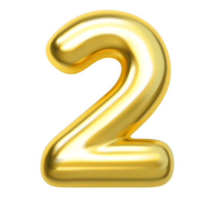Gold Number 2 PNGs for Free Download