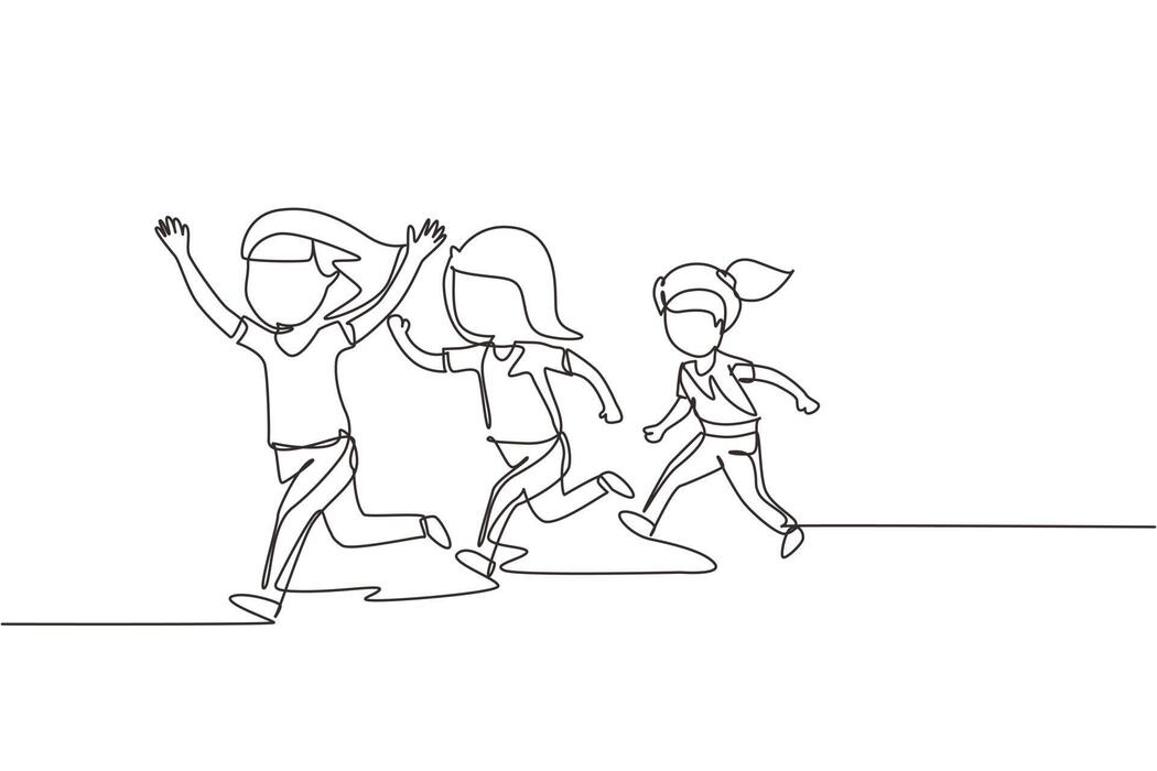 Continuous Line Drawing Children Vector Art, Icons, and Graphics for ...