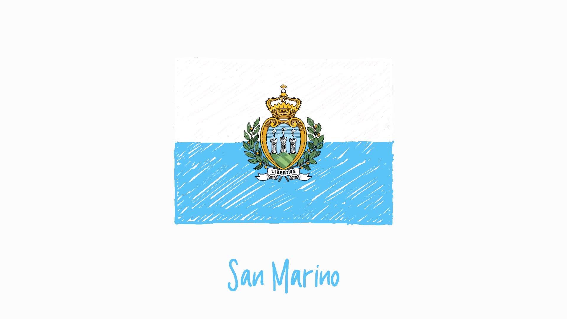 San Marino National Country Flag Marker or Pencil Sketch Illustration ...