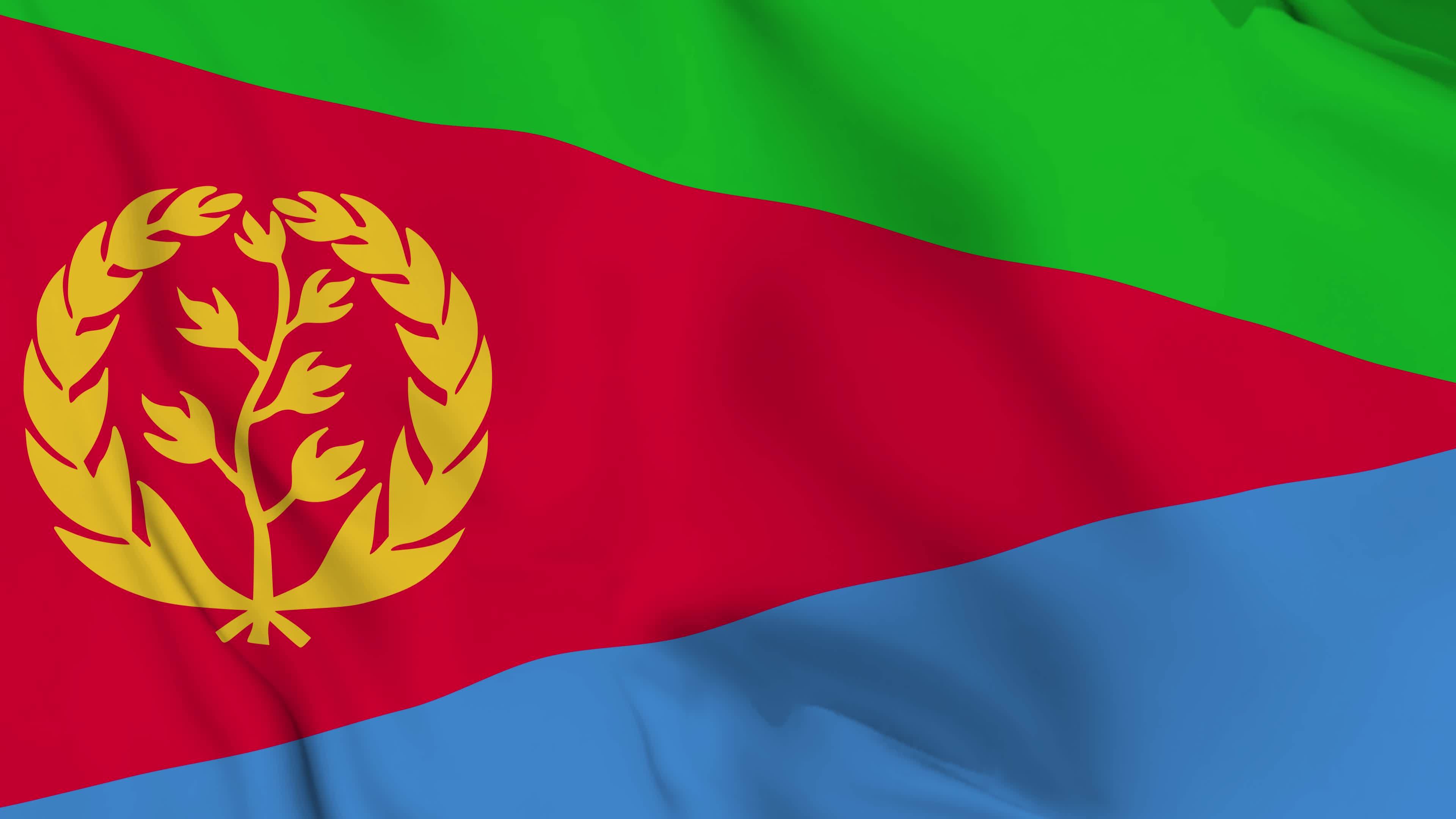 realistic State of Eritrea waving flag. smooth 4k video seemless loop ...
