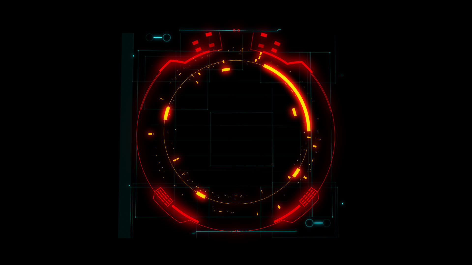 HUD circle interfaces. Hi tech futuristic display. Blue hologram button. Digital data network ...