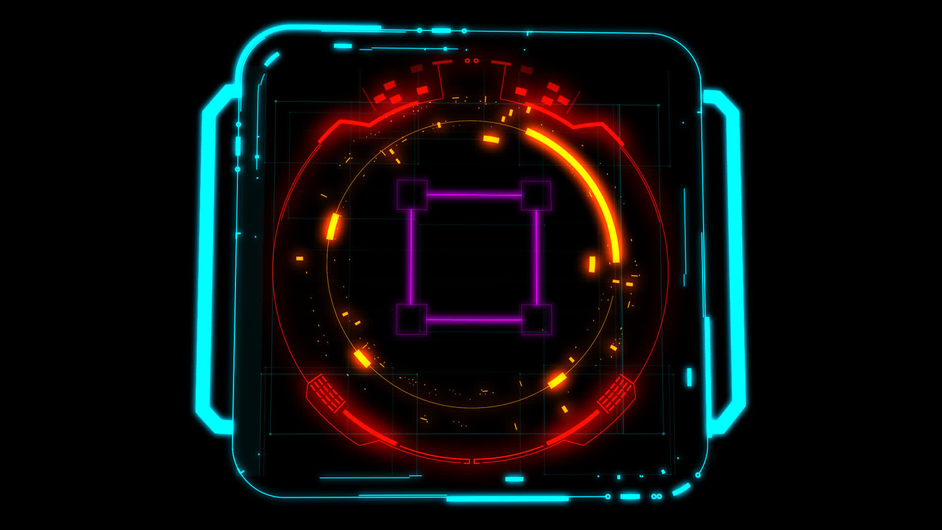 HUD circle interfaces. Hi tech futuristic display. Blue hologram button. Digital data network ...