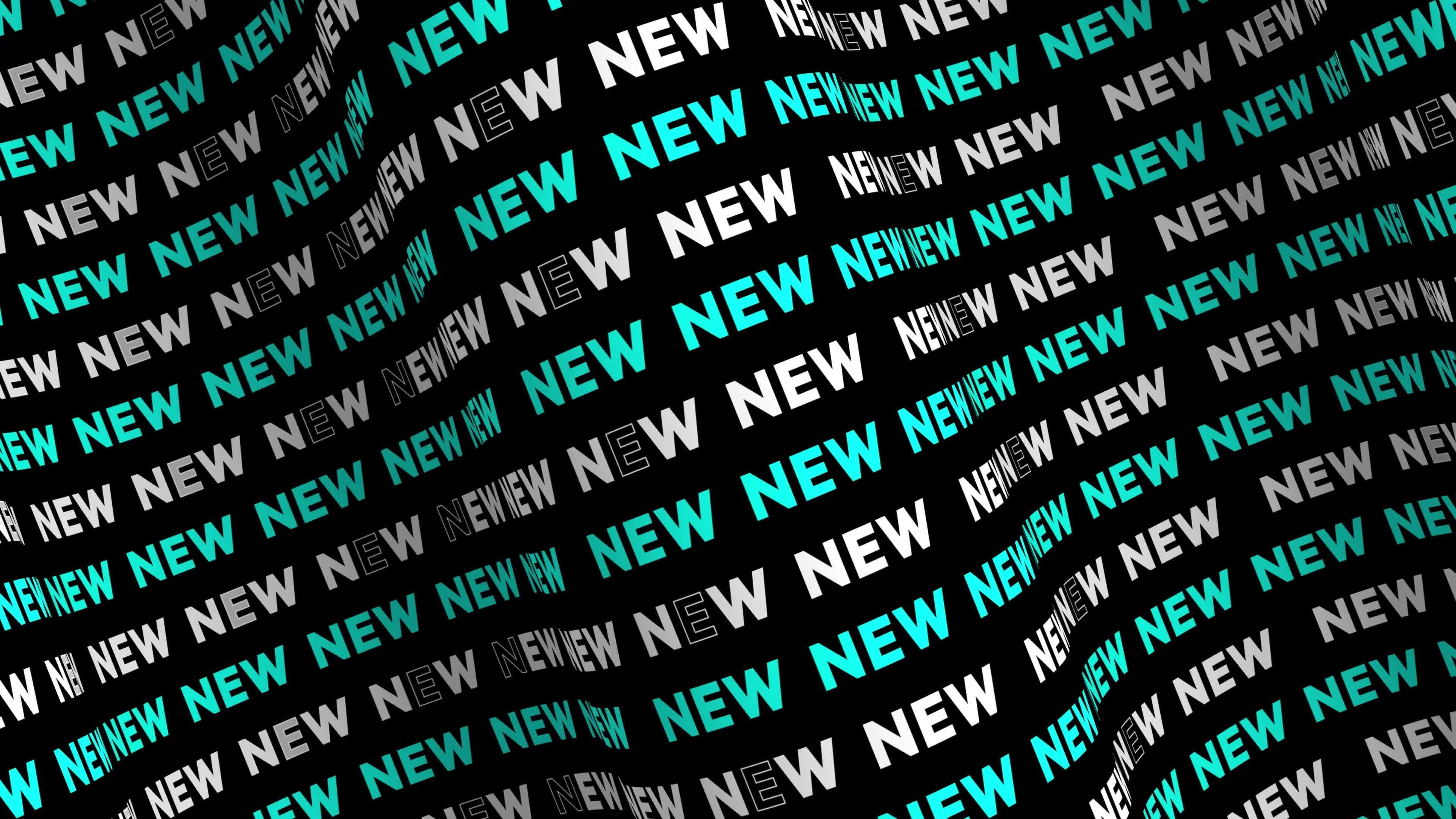 New Cyan Promo Text Flow On The Wave Animation Loop New Words Line Stream By The Curve Seamless