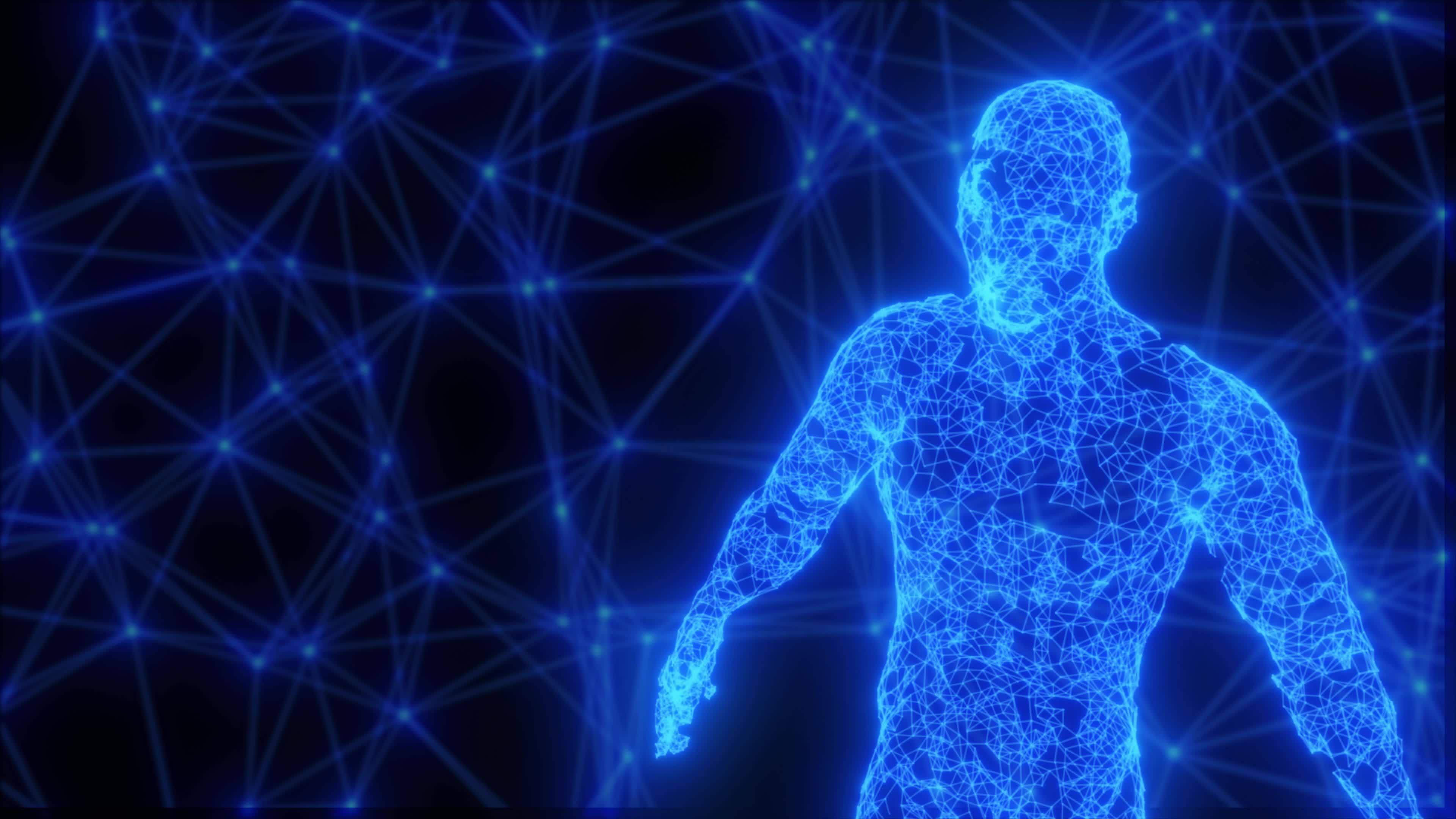 Human Body Scan Digital Human Figure Standing Biometric Scan Of Human