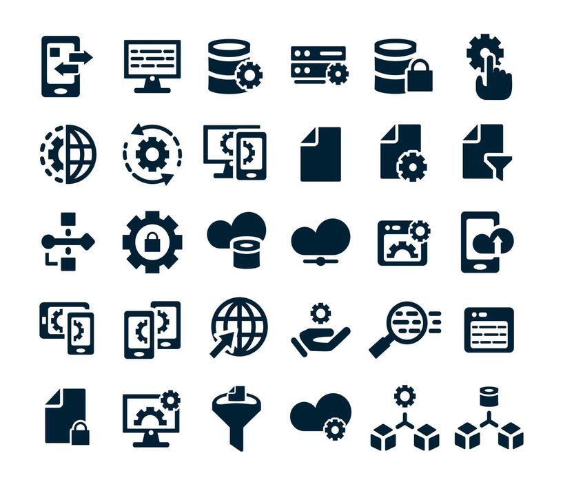 Data Icon Set Vector Art, Icons, and Graphics for Free Download