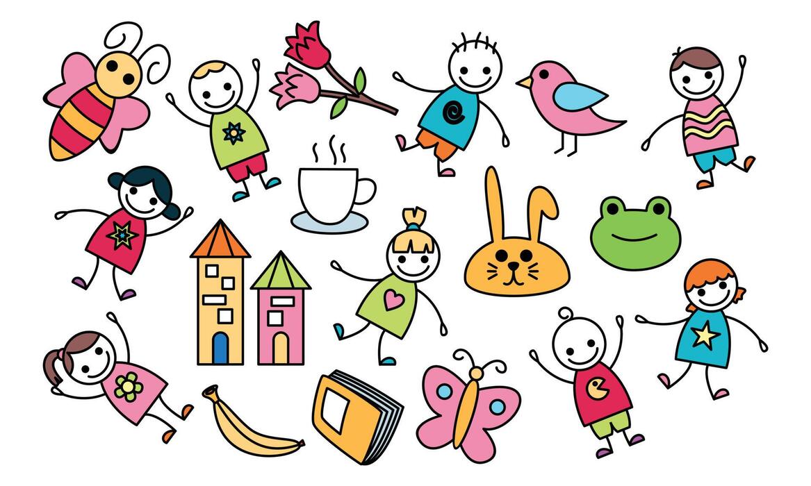 Kids Line Drawing Vector Art, Icons, and Graphics for Free Download