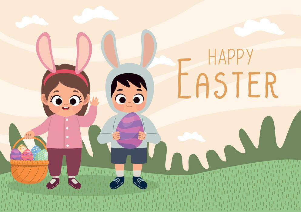 Happy Easter Kids Vector Art, Icons, and Graphics for Free Download