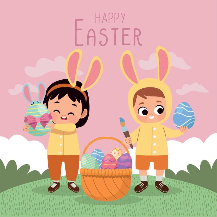 Happy Easter Kids Vector Art, Icons, and Graphics for Free Download