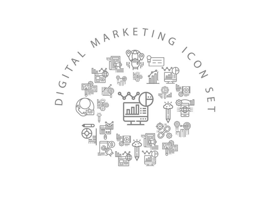 Digital Marketing Line Art Vector Art, Icons, and Graphics for Free ...