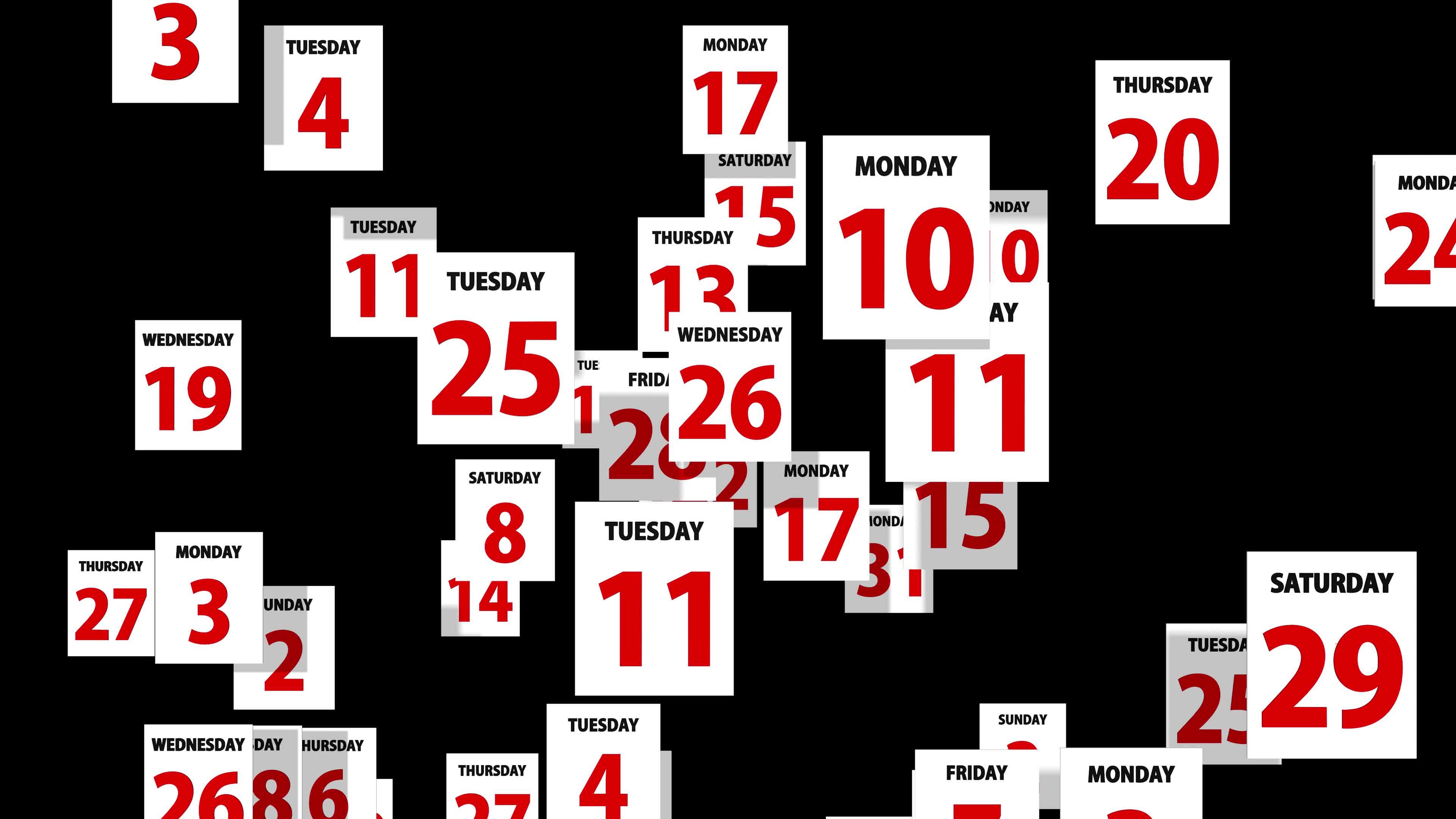 Day And Dates Falling Slow Motion 3d Rendering Luma Matte Selection 10807245 Stock Video At