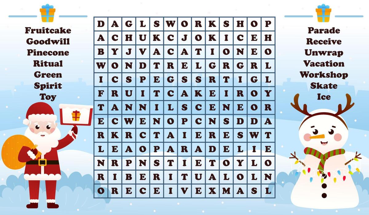 Christmas Word Search Vector Art, Icons, and Graphics for Free Download