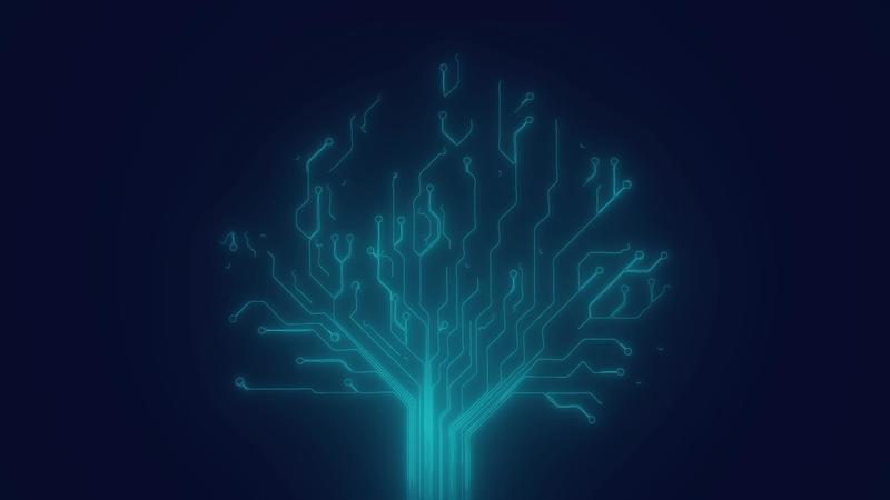 Neural Network tree in artificial intelligence technology animation ...