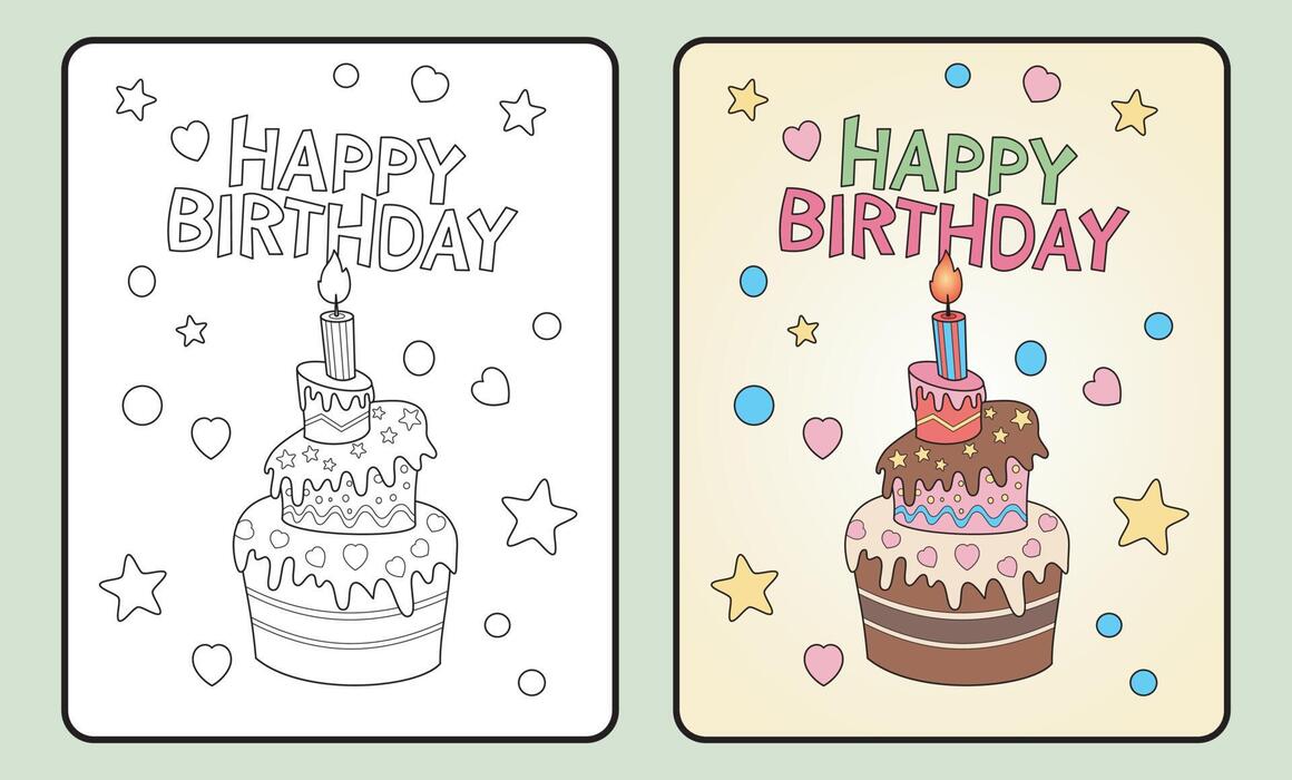 Birthday Coloring Page Vector Art, Icons, and Graphics for Free Download