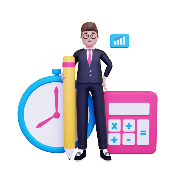 3d Man With Life Cycle Of Accounting Process 3d