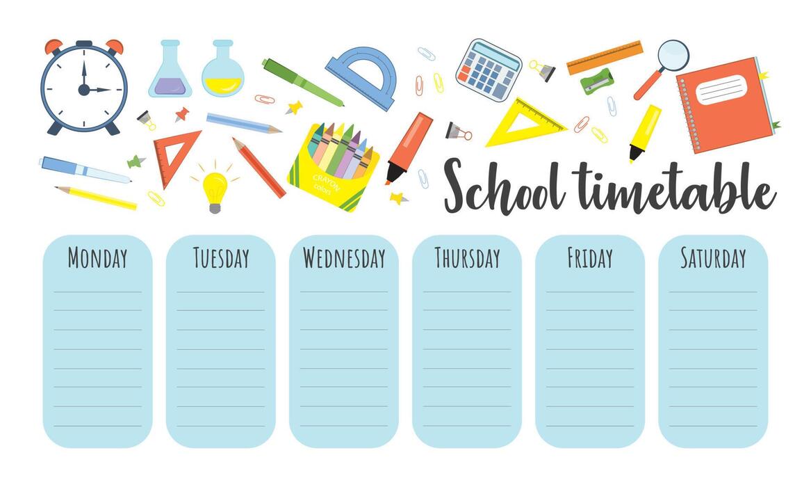 School Timetable Vector Art, Icons, and Graphics for Free Download