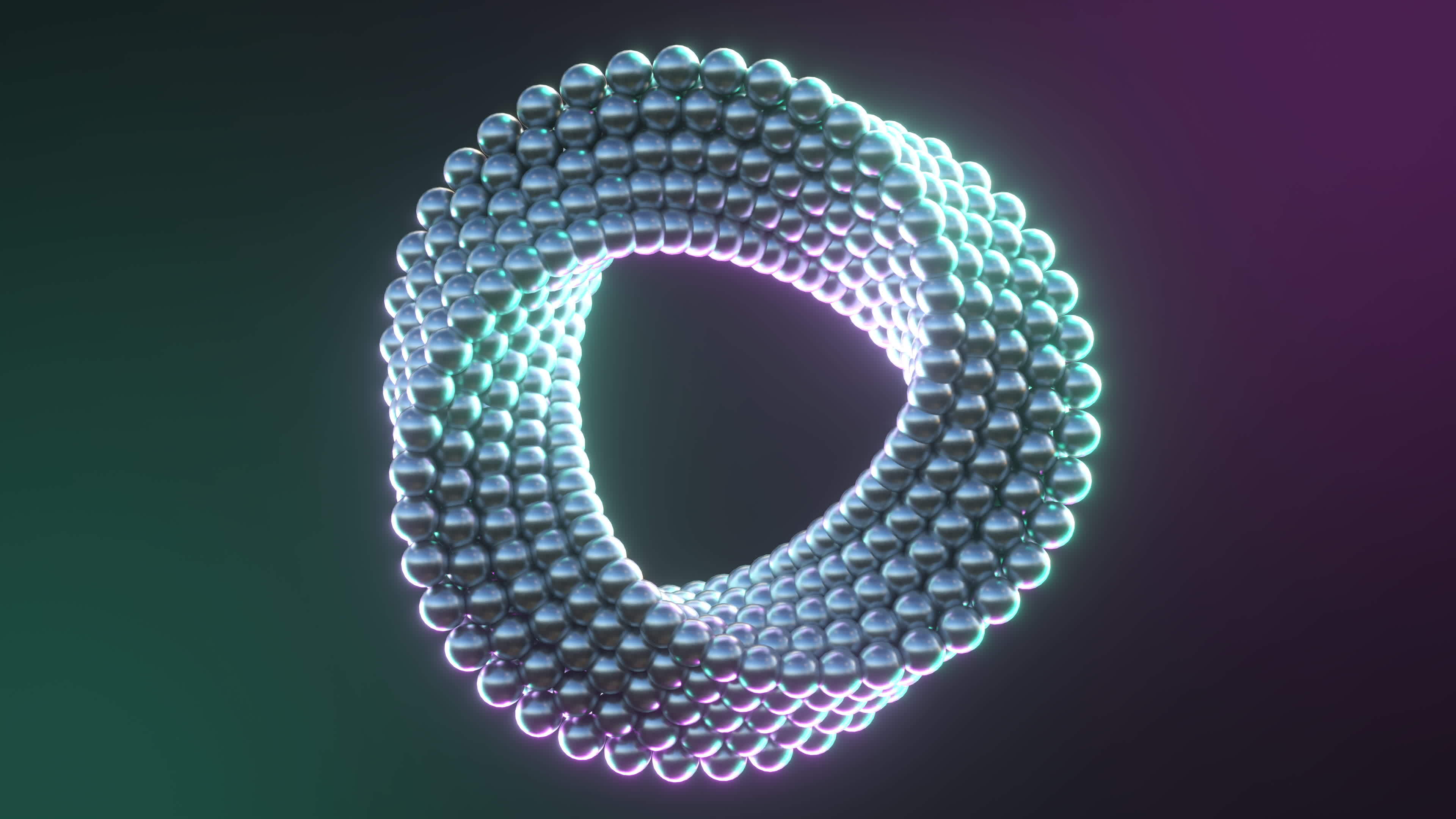 3d render Abstract ring with balls rotating. Motion design. Smooth ...