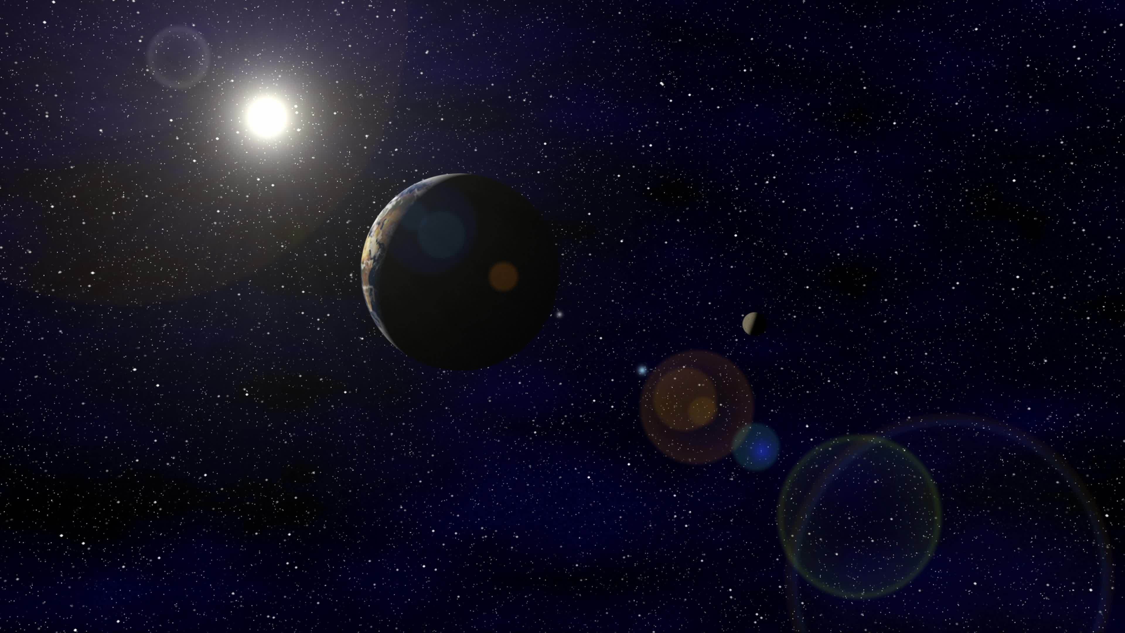 The earth, moon and sun in starry space. 11038661 Stock Video at Vecteezy