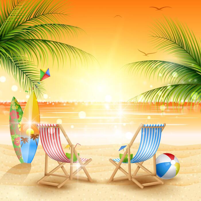 Summer Beach Scene Vector Art, Icons, and Graphics for Free Download