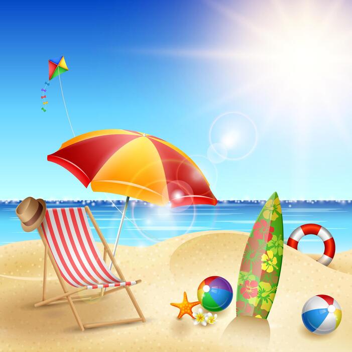 Summer Beach Scene Vector Art, Icons, and Graphics for Free Download