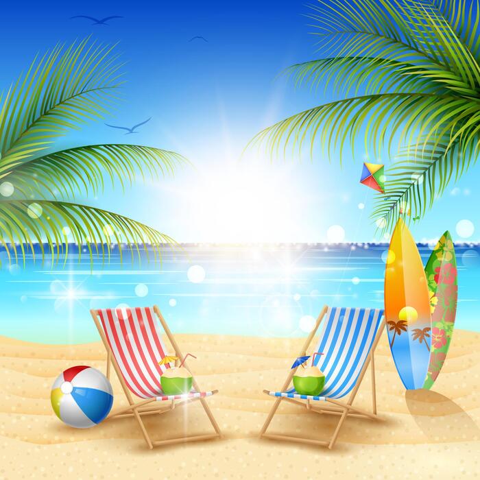 Summer Beach Scene Vector Art, Icons, and Graphics for Free Download