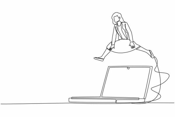 Continuous Line Drawing Laptop Vector Art Icons And Graphics For Free Download