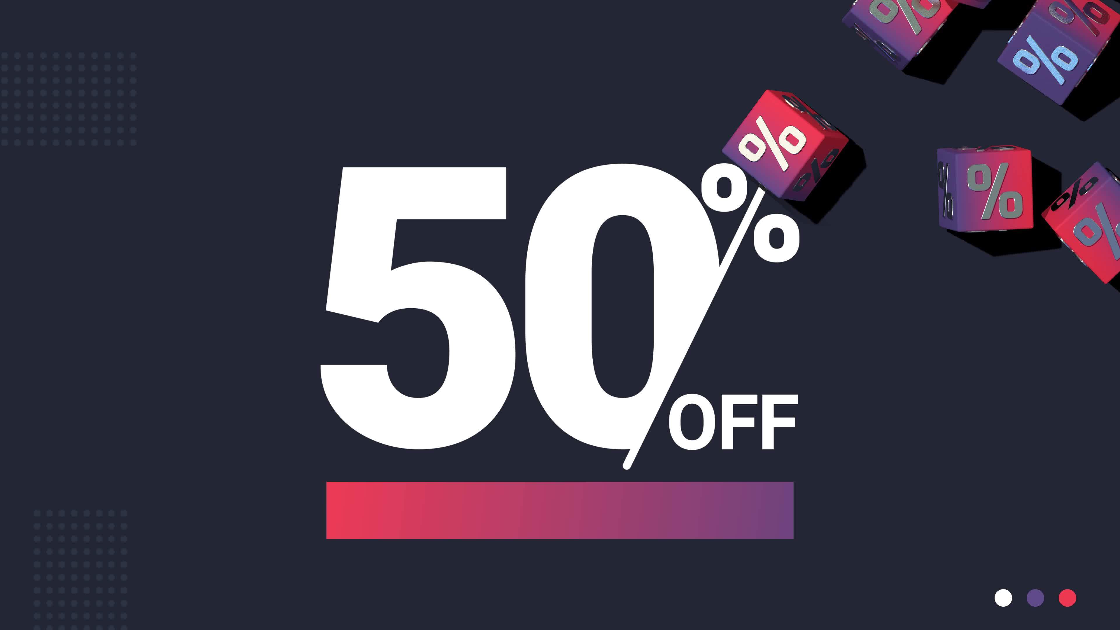 Gradients Colored Percentage Cube Falling From Right Side Sale