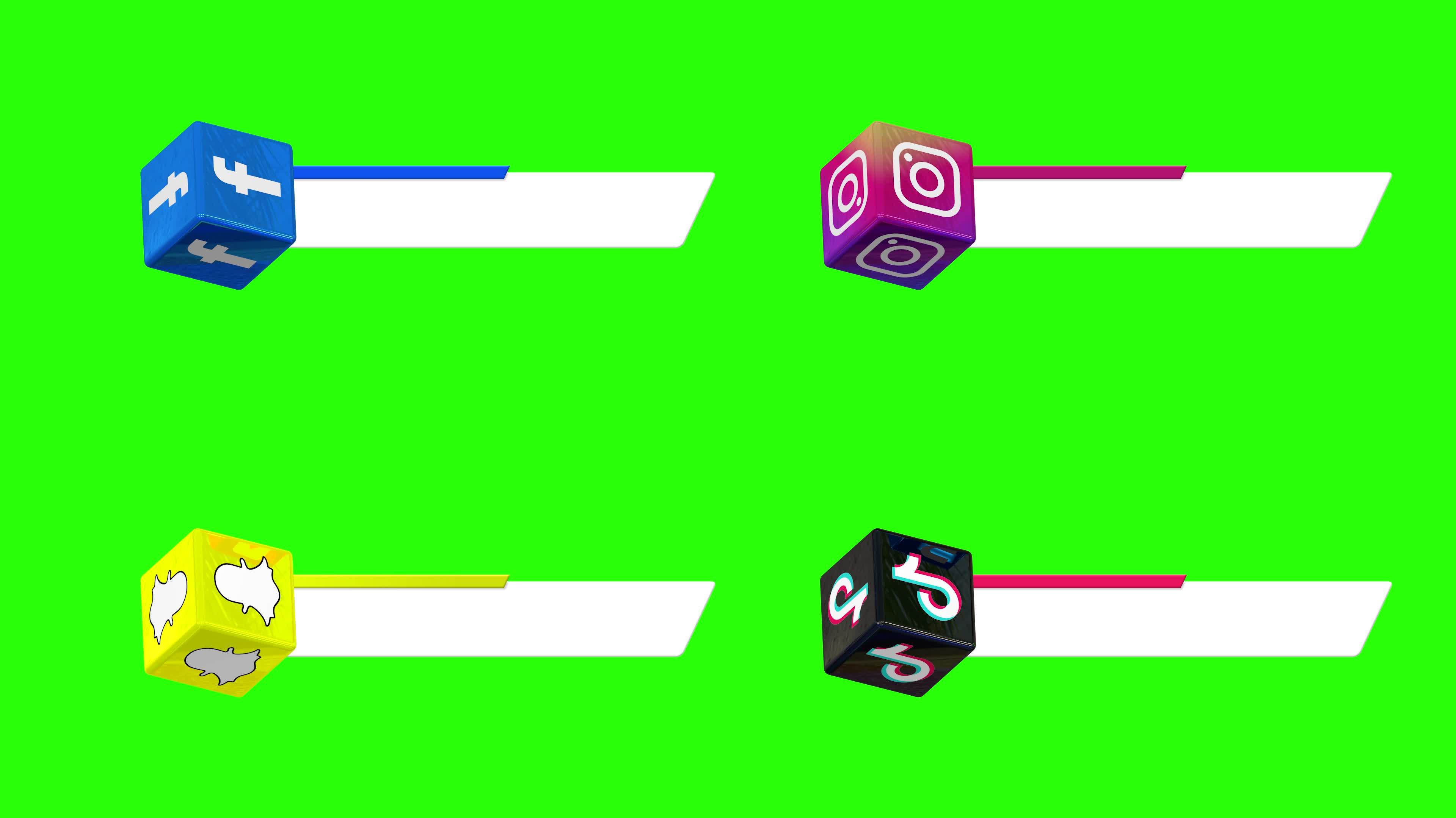 All Social Media Lower Thirds 3D Rendering, Chroma Key, Luma Matte Selection 11217409 Stock ...