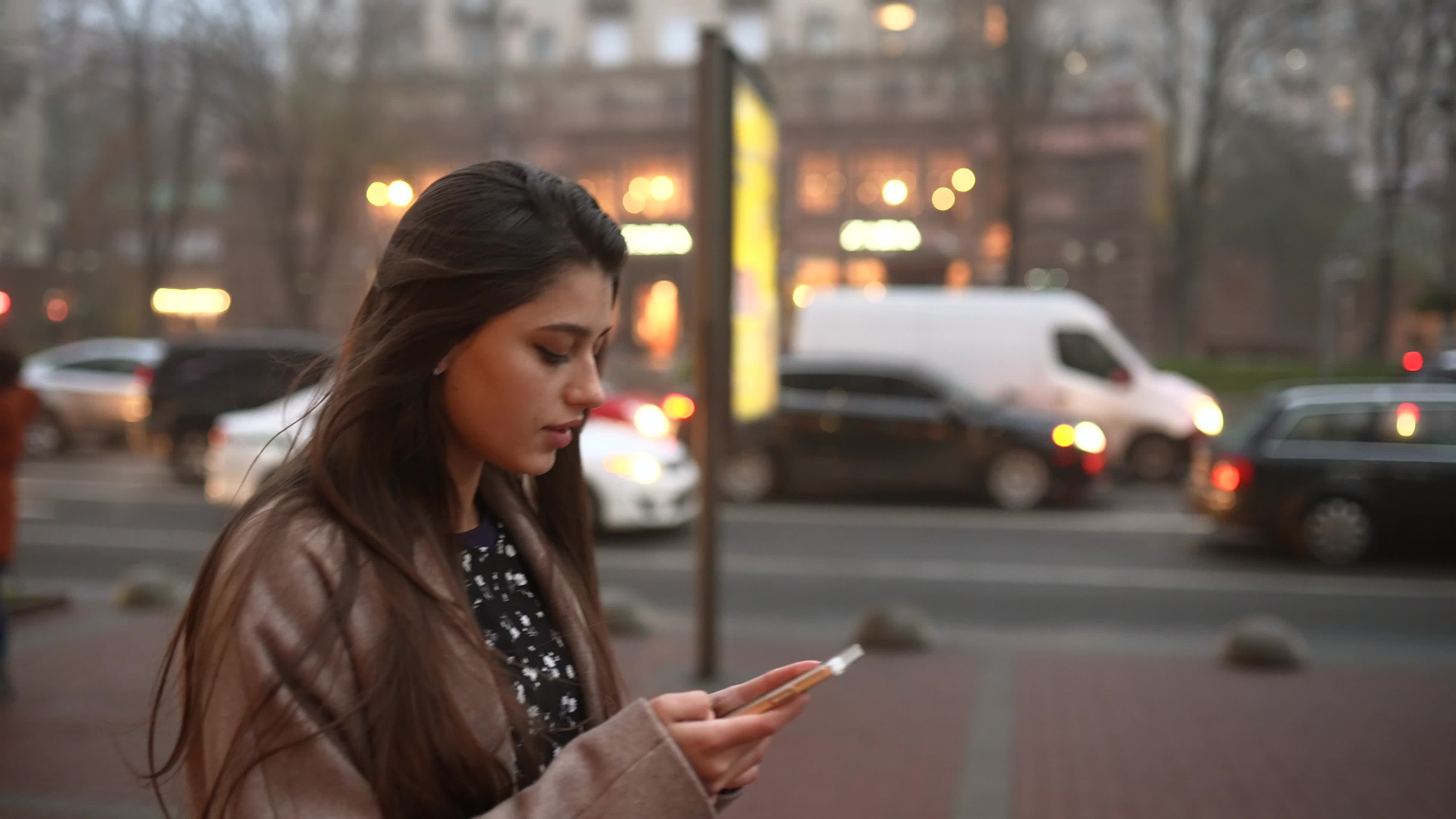 Woman Walking On Busy Street At Evening 11250017 Stock Video At Vecteezy