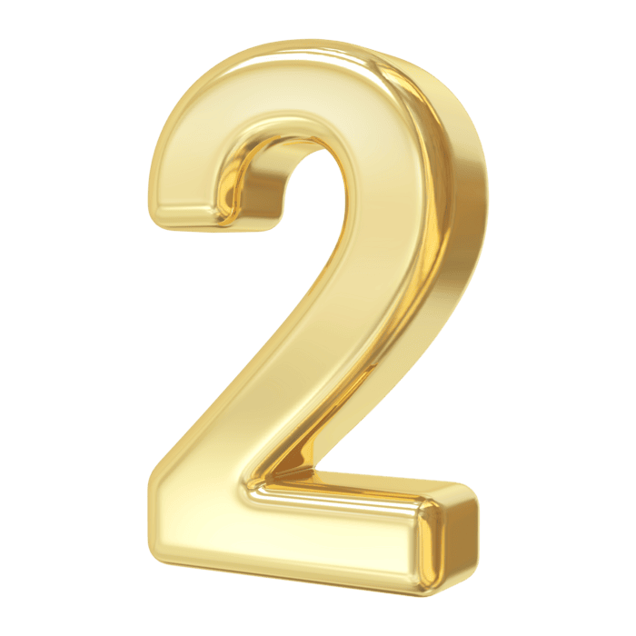 Gold Number 2 PNGs for Free Download