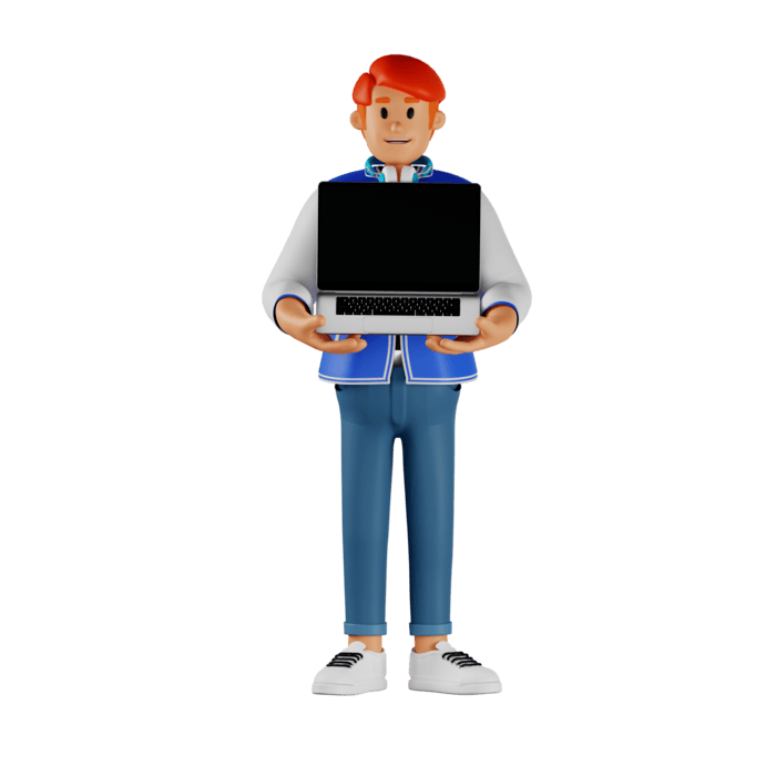 3d Boy With Laptop PNGs for Free Download