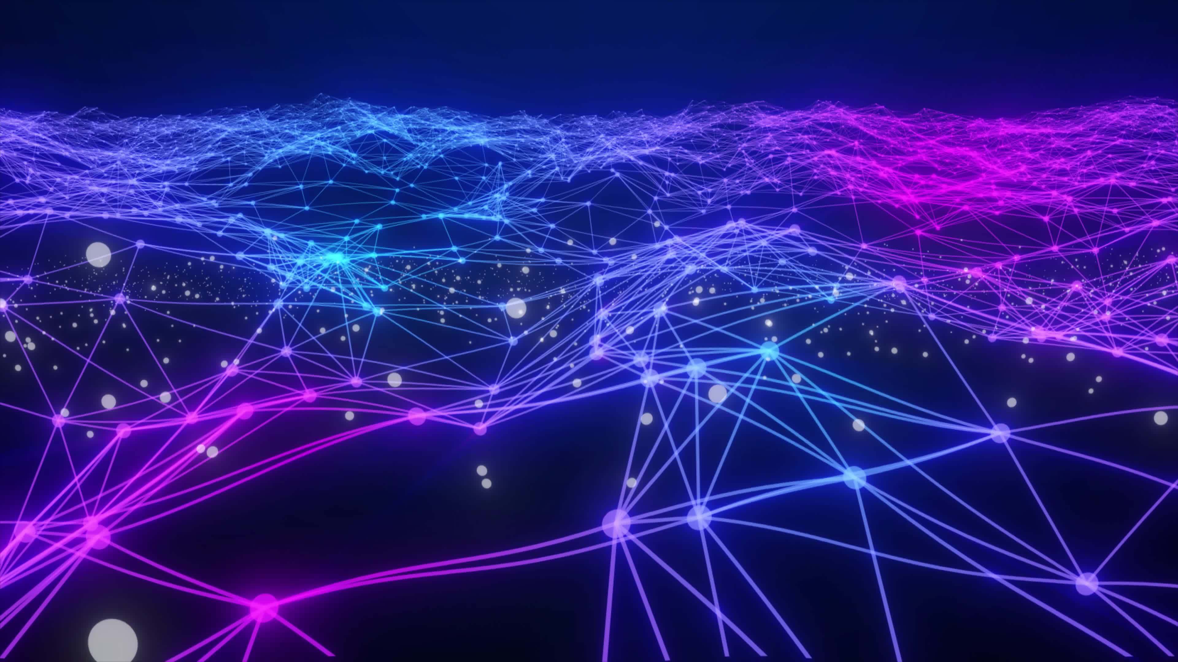 Digital Binary Polygon Plexus Data Networks Abstract Plexus Data Of Moving Glowing Dots And
