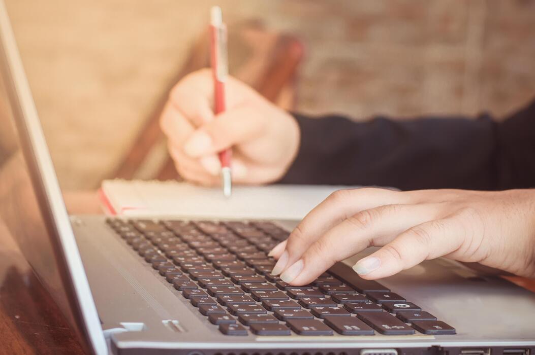 Writing On Laptop Stock Photos, Images and Backgrounds for Free Download