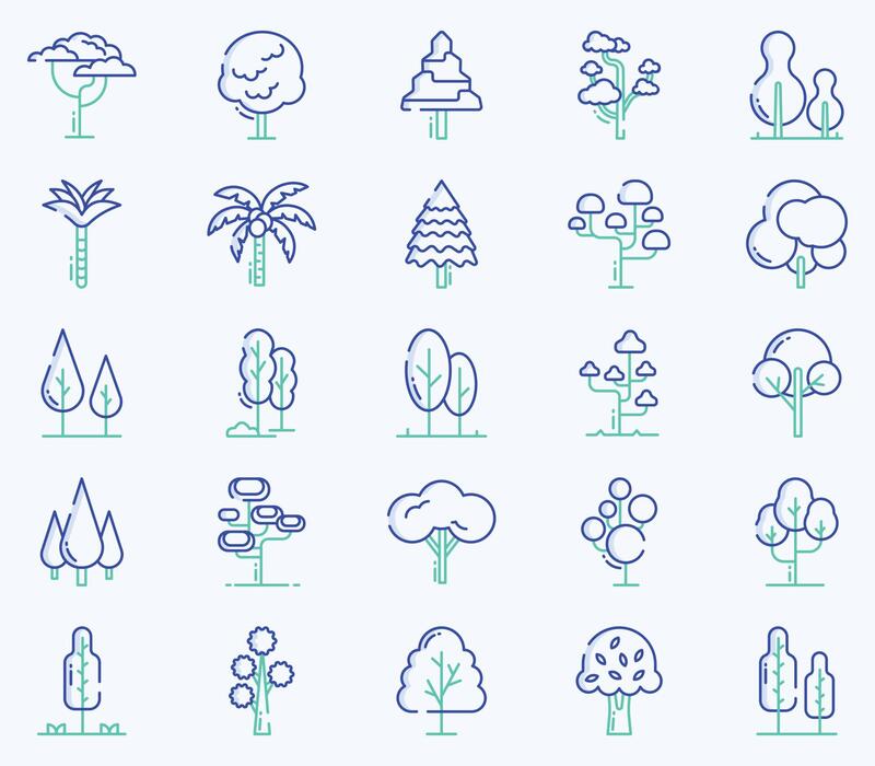 Tree Icon Set Vector Art, Icons, and Graphics for Free Download