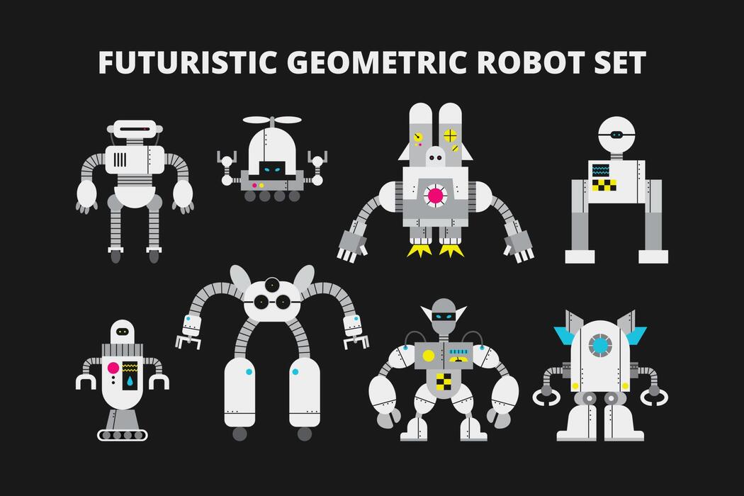 Robot Character Set Vector Art Icons And Graphics For Free Download