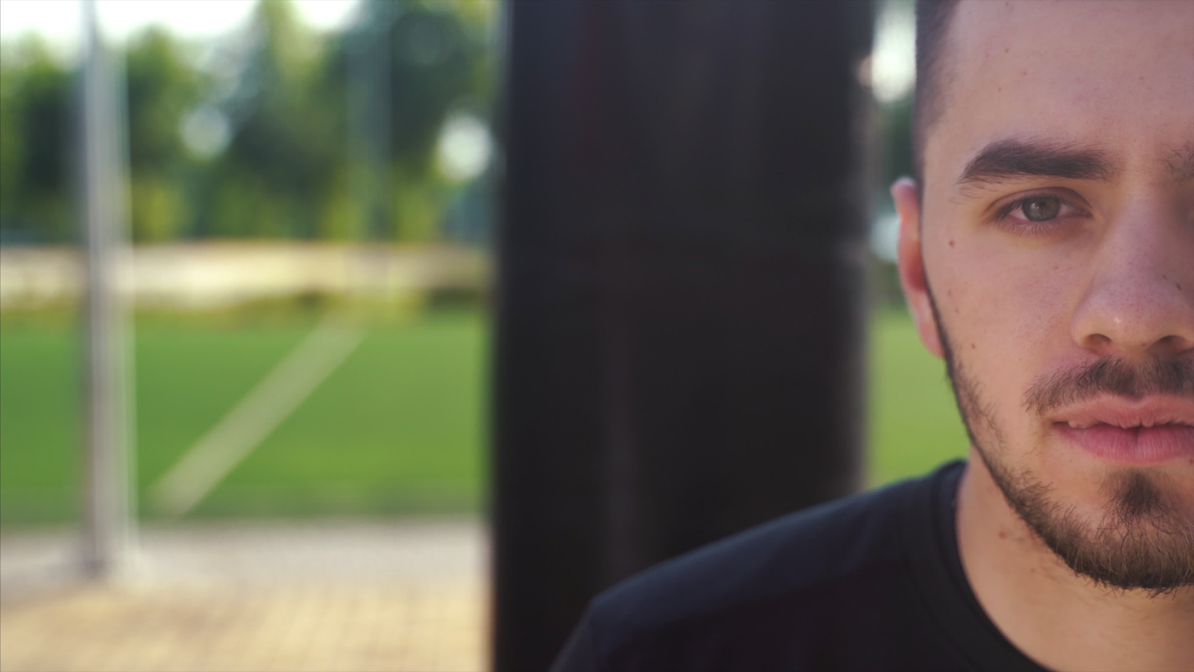 Close up Young man looking at camera at sport practice 11614306 Stock ...