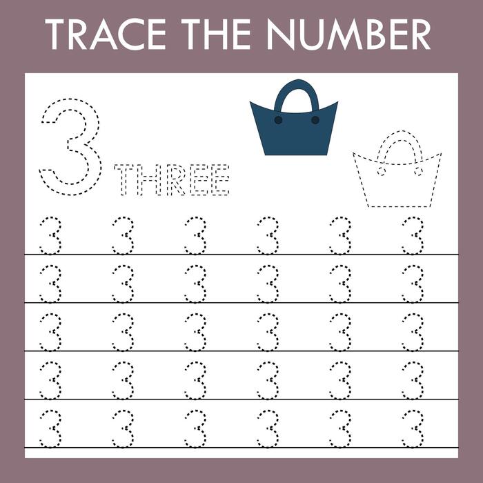 Page 2 | Number Three Tracing Worksheets Vector Art, Icons, and ...