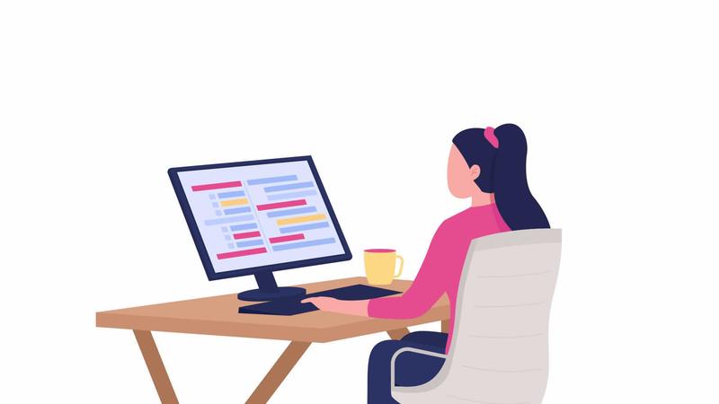 Animated programmer flat character. Full body person 4k video footage ...