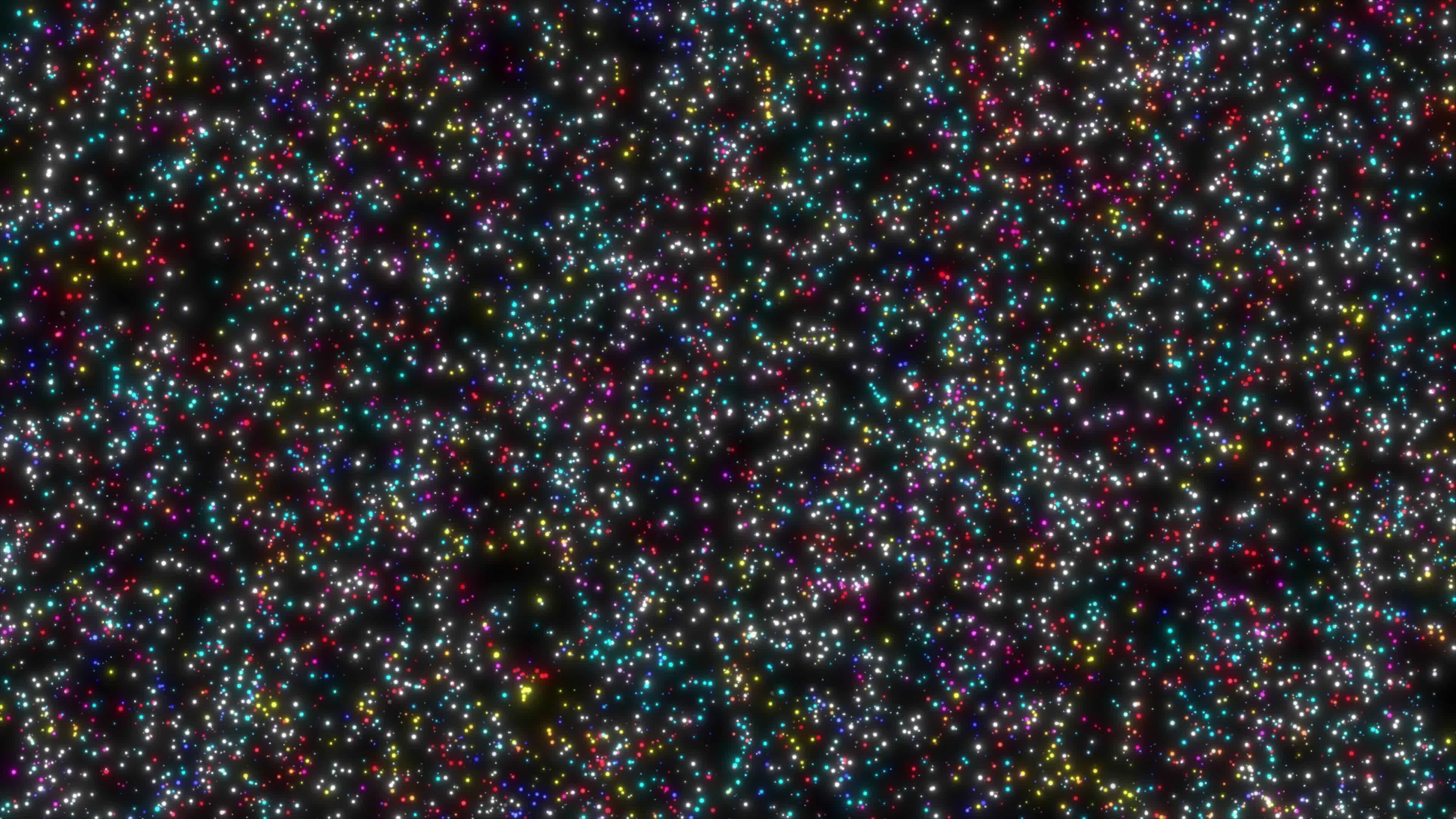 Colorful Particle Flying On Black Background Dust Particle Float In