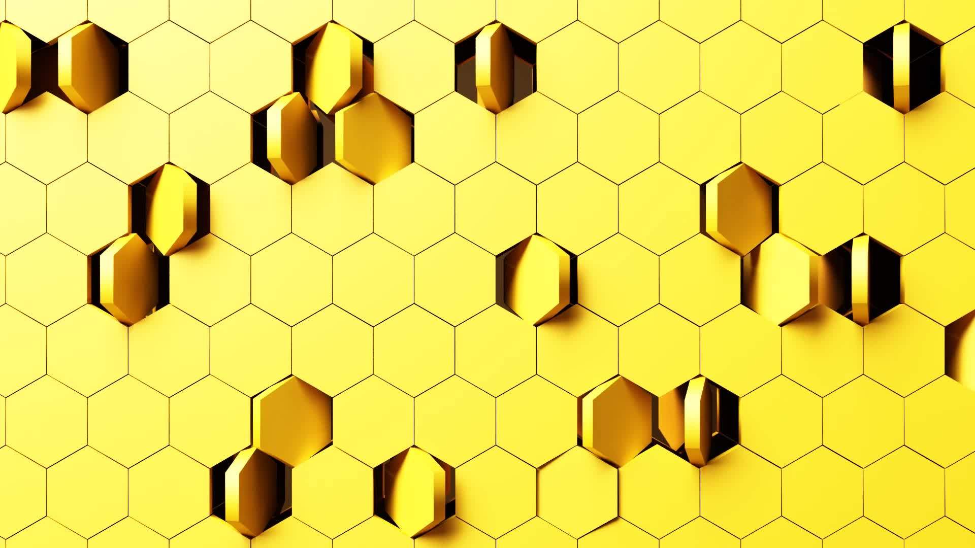 yellow grey hexagonal tech background texture yellow 3d rendering animation loop 12070362 Stock ...