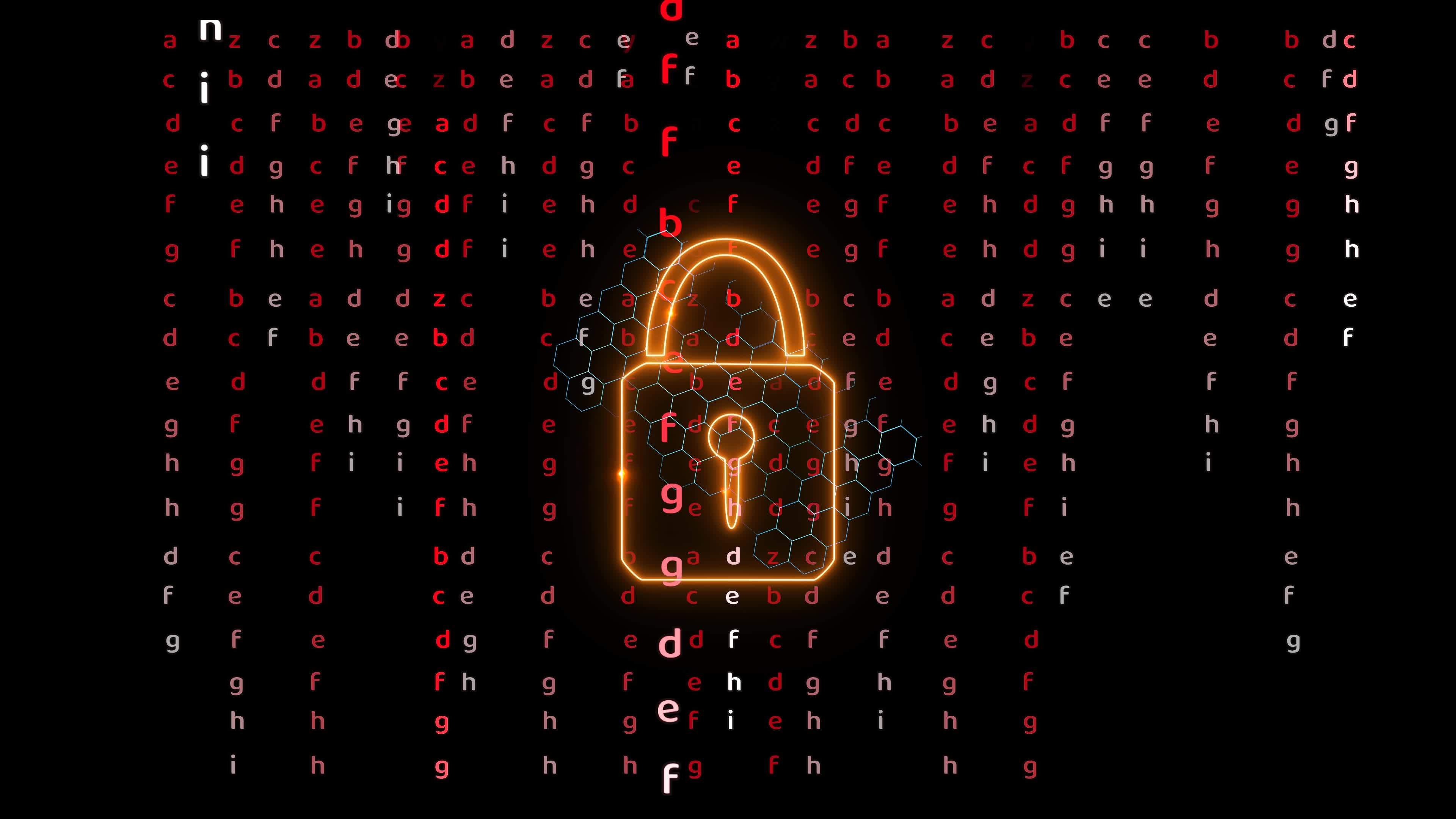 Quantum Cryptography Security Technology Lock Hexagon Wire And Matrix