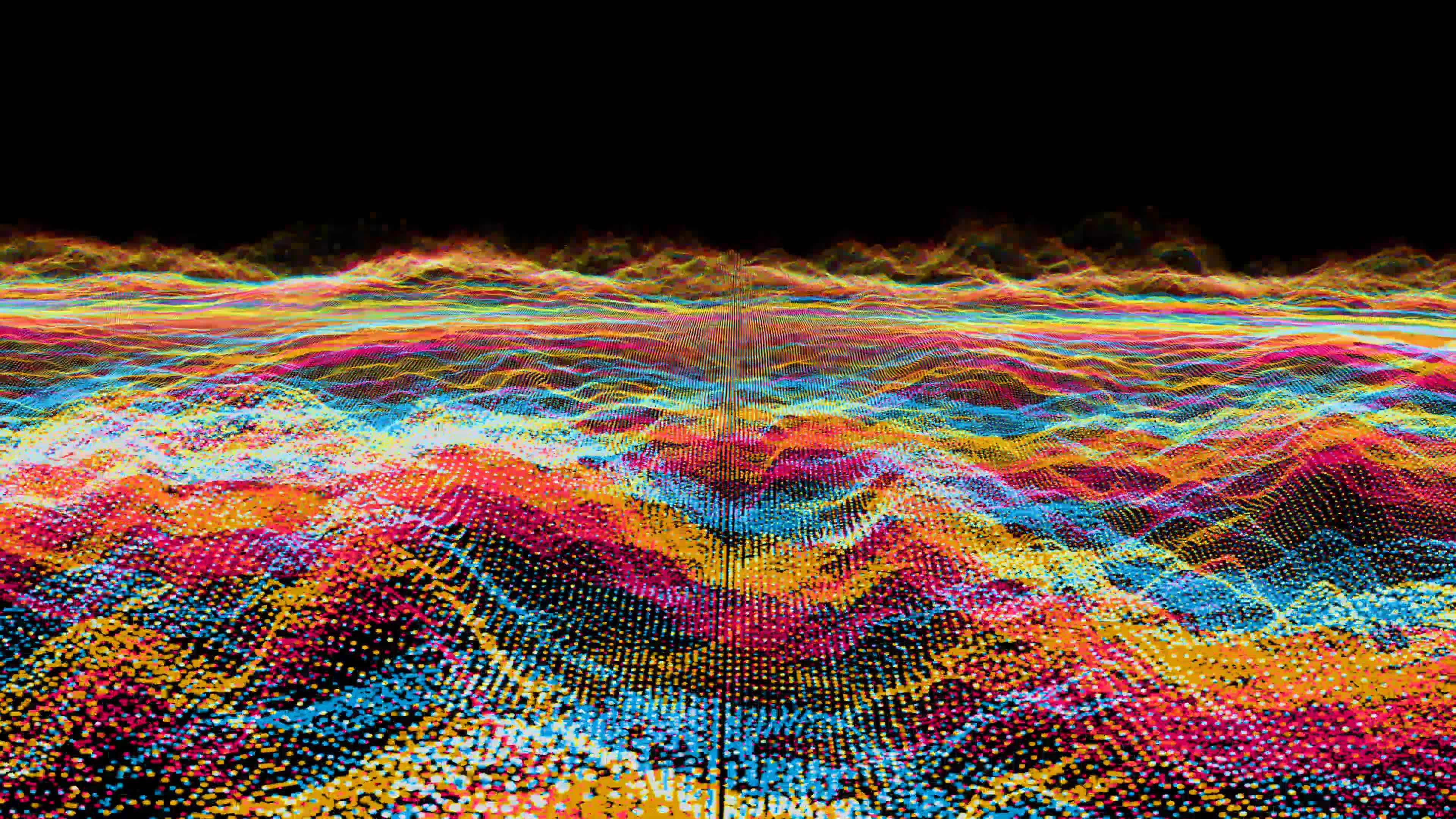 Futuristic Abstract Red Yellow Blue Element Balls Waveform Oscillation