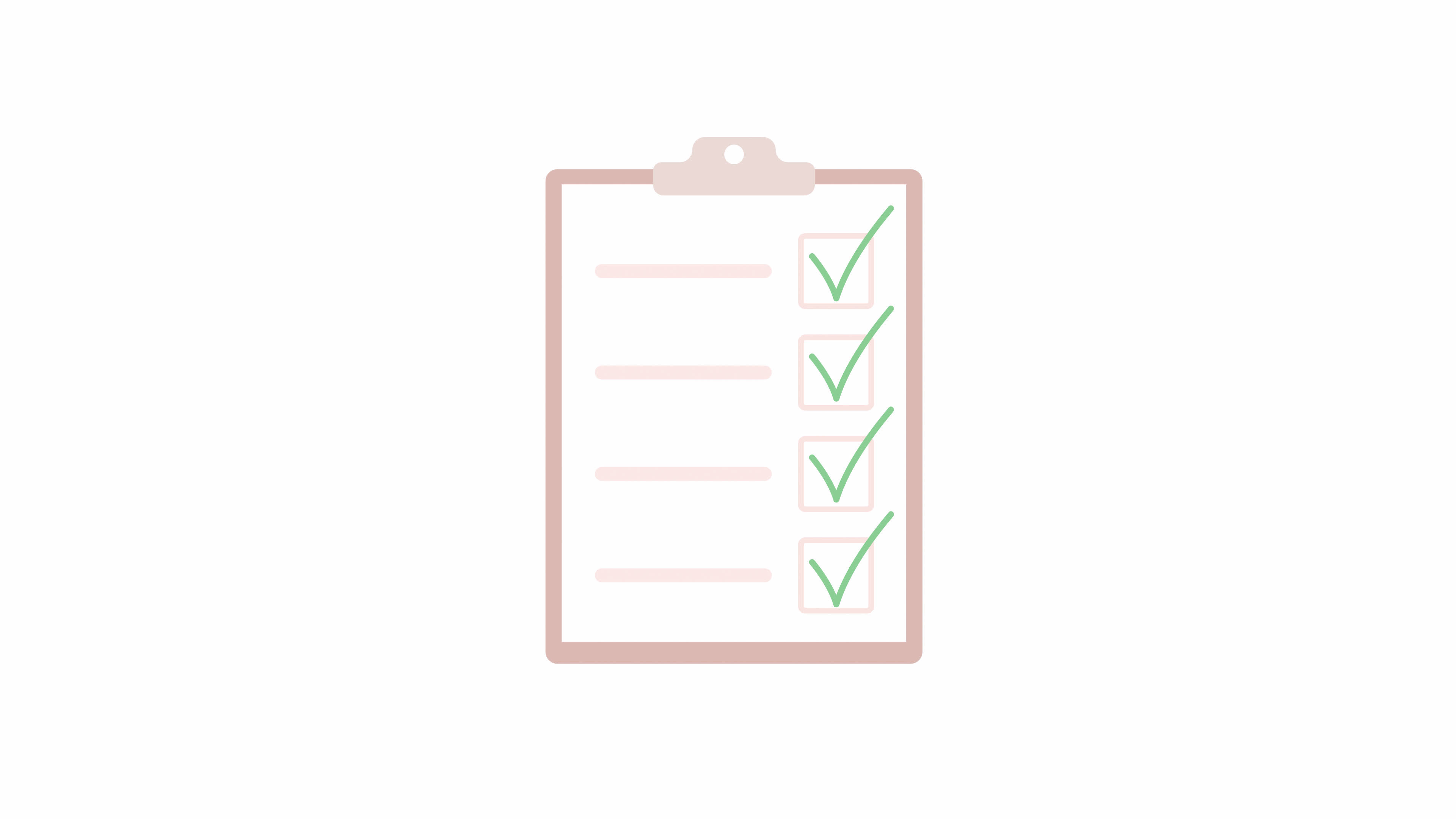 Animated list with checkmarks object. Paper questionnaire. Full sized flat element 4k video ...