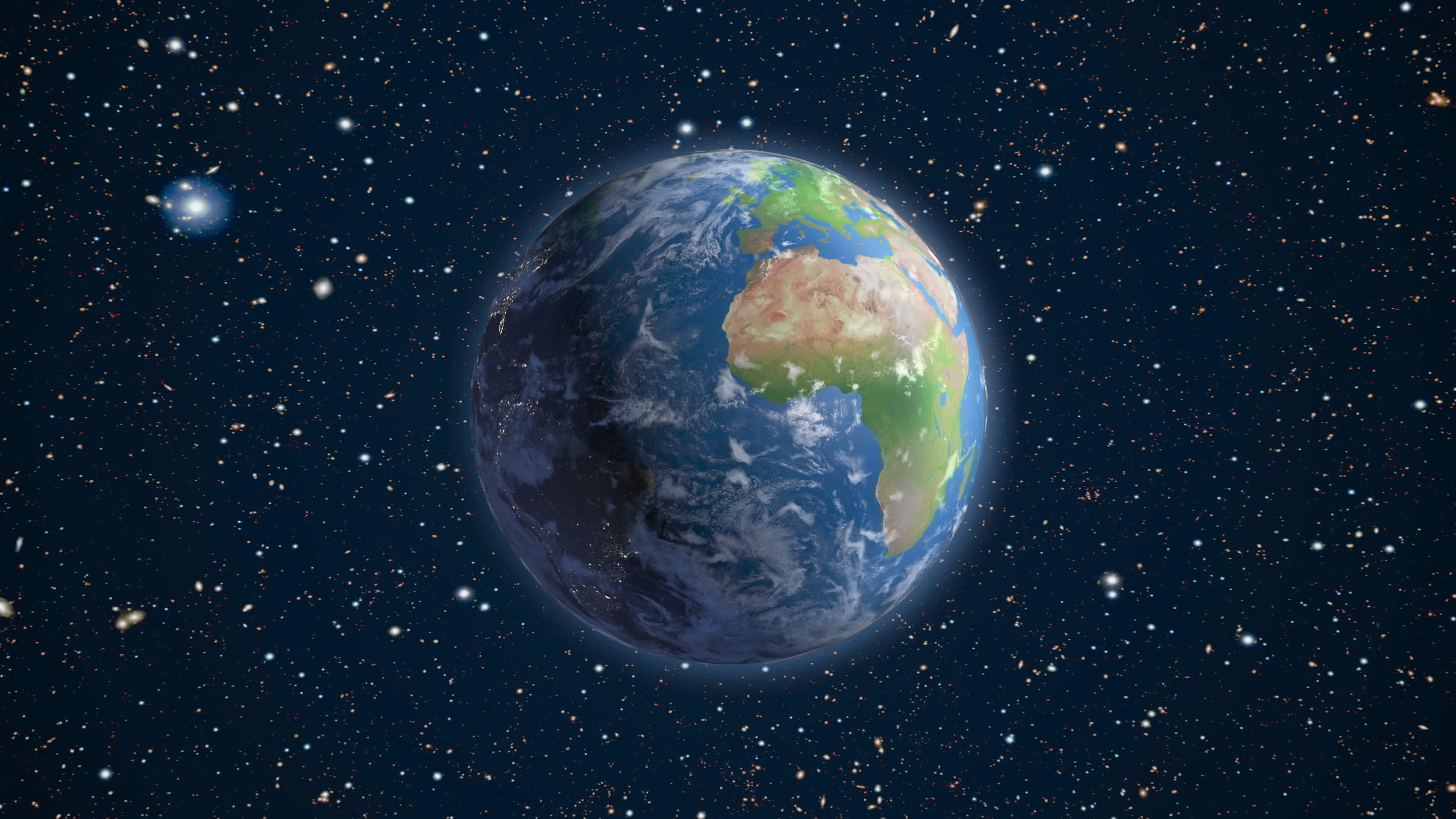 Looped rotation of the planet Earth on the background of the stars. 3d render.Elements of this ...