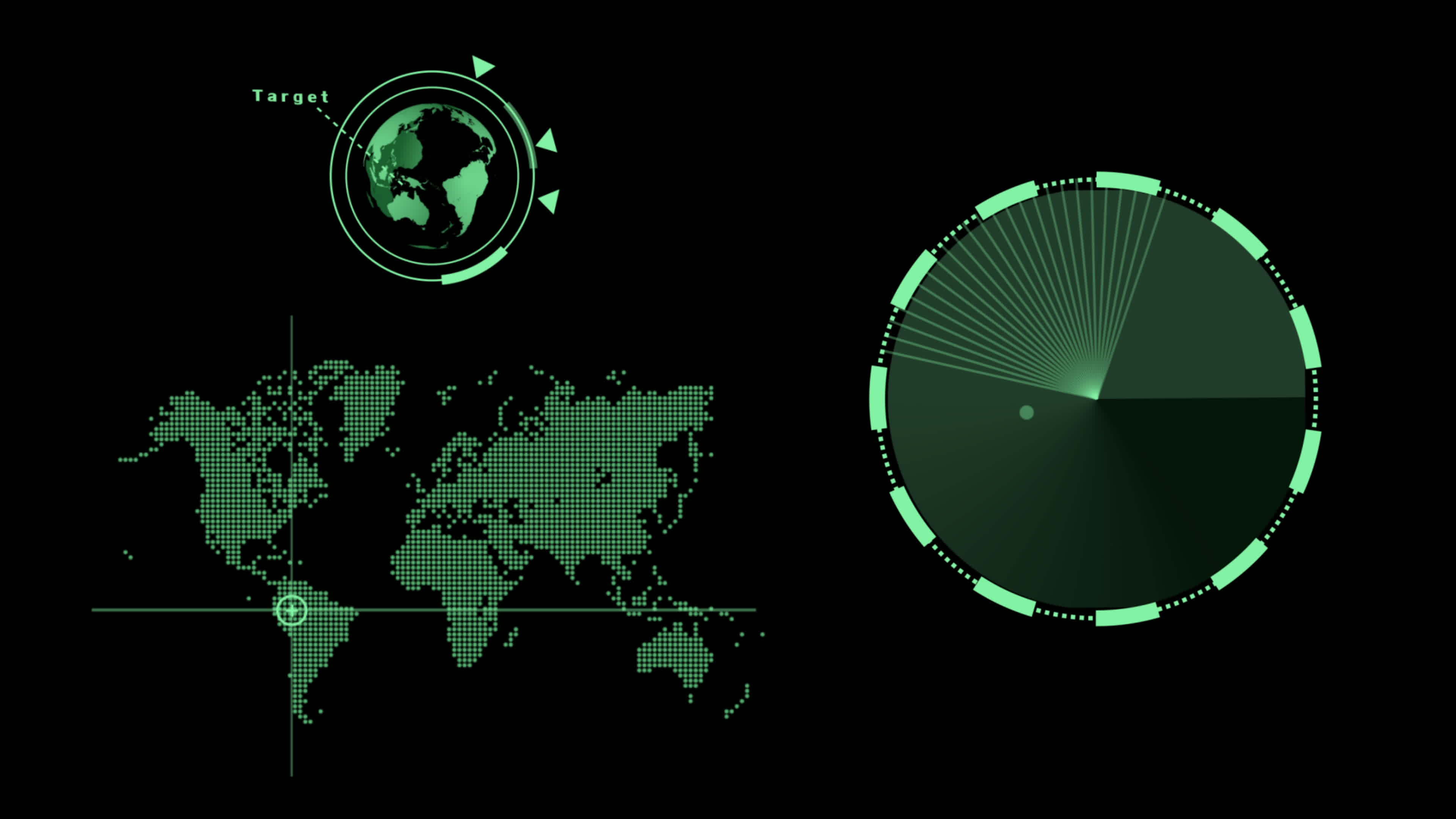 Green 2D HD World Map Finding Target with Radar Screen Detected for Battle. Radar HUD With ...