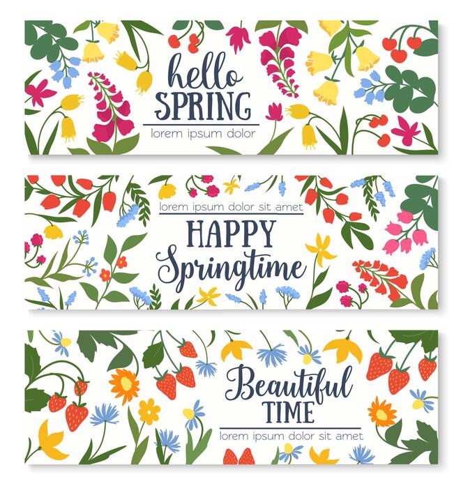 Spring Flowers Banner Vector Art, Icons, and Graphics for Free Download