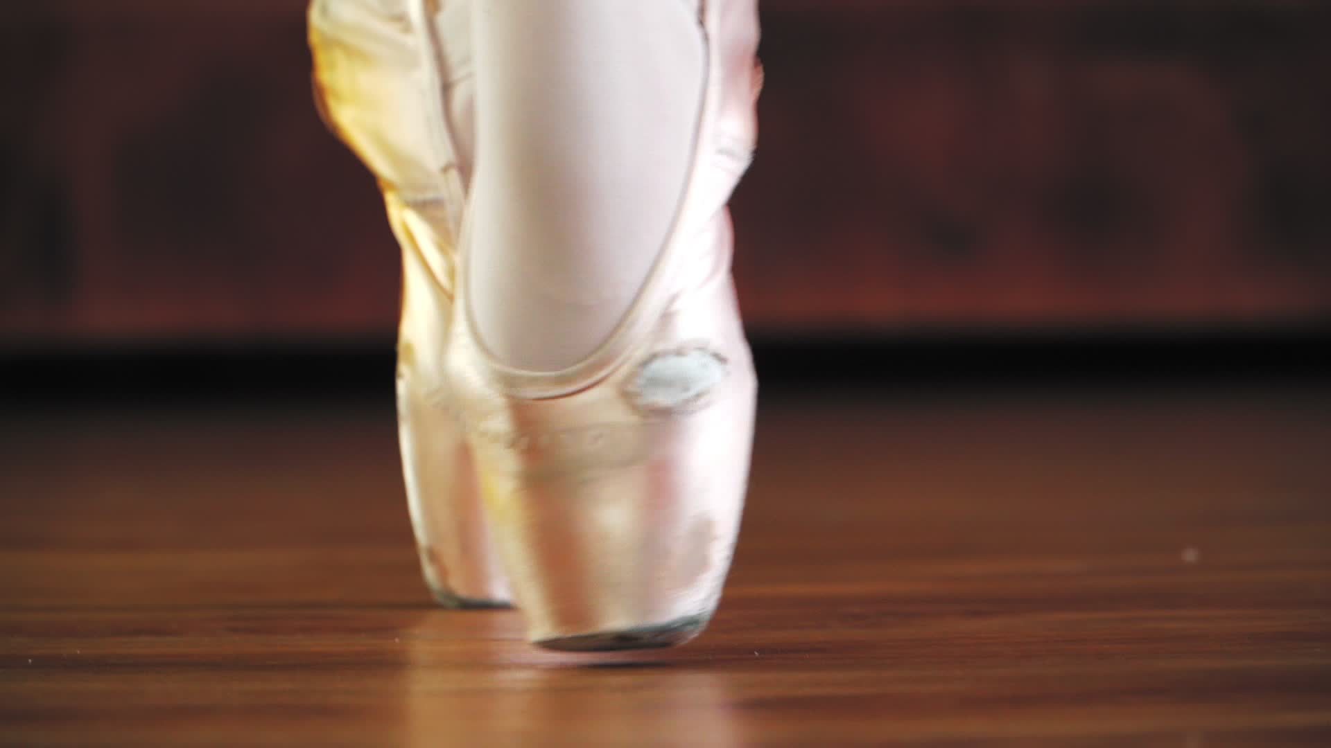 Ballet Feet Pointe Shoes Make Dancing Movements Ballerina In Training