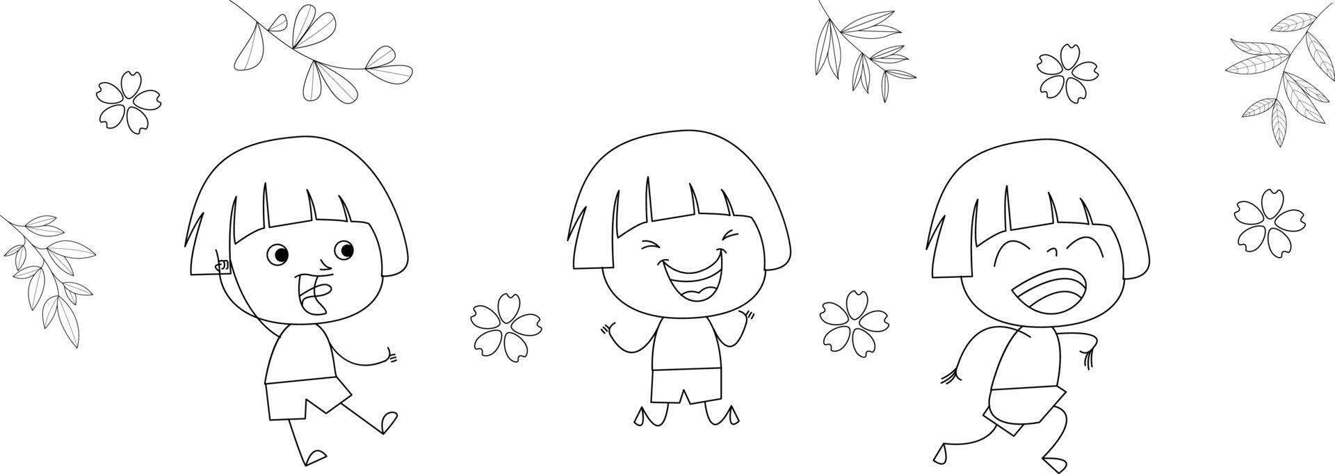 Children Line Drawing Vector Art, Icons, and Graphics for Free Download