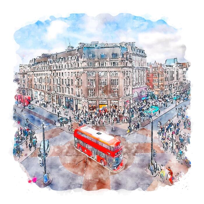 London Watercolor Vector Art, Icons, and Graphics for Free Download