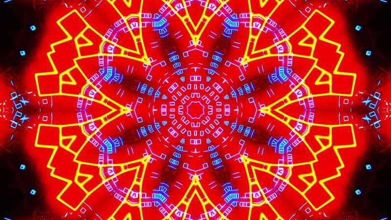 Flying through a neon tunnel with rings. Kaleidoscope VJ loop 12897132 Stock Video at Vecteezy